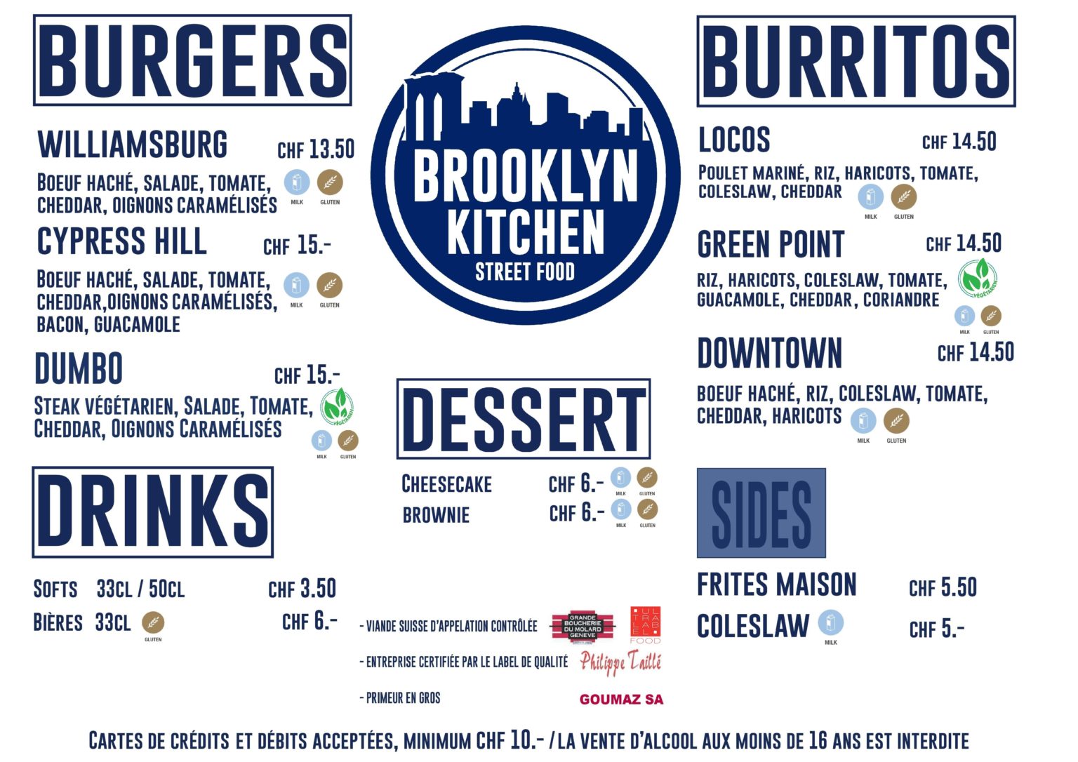 Menu – Brooklyn Kitchen – Food Truck – Geneve